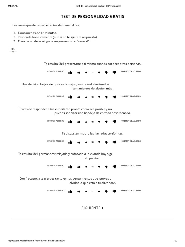 Test de Personalidad Gratis - 16personalities | PDF