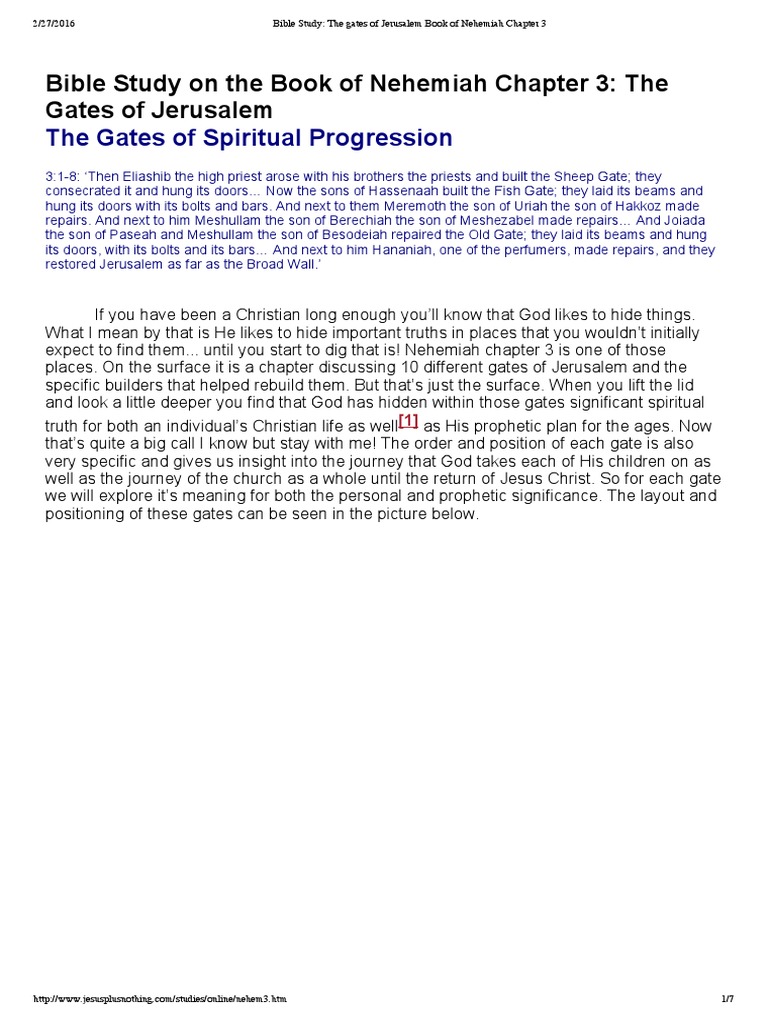 Bible Study - The 10 Gates of Jerusalem Book of Nehemiah Chapter 3 ...