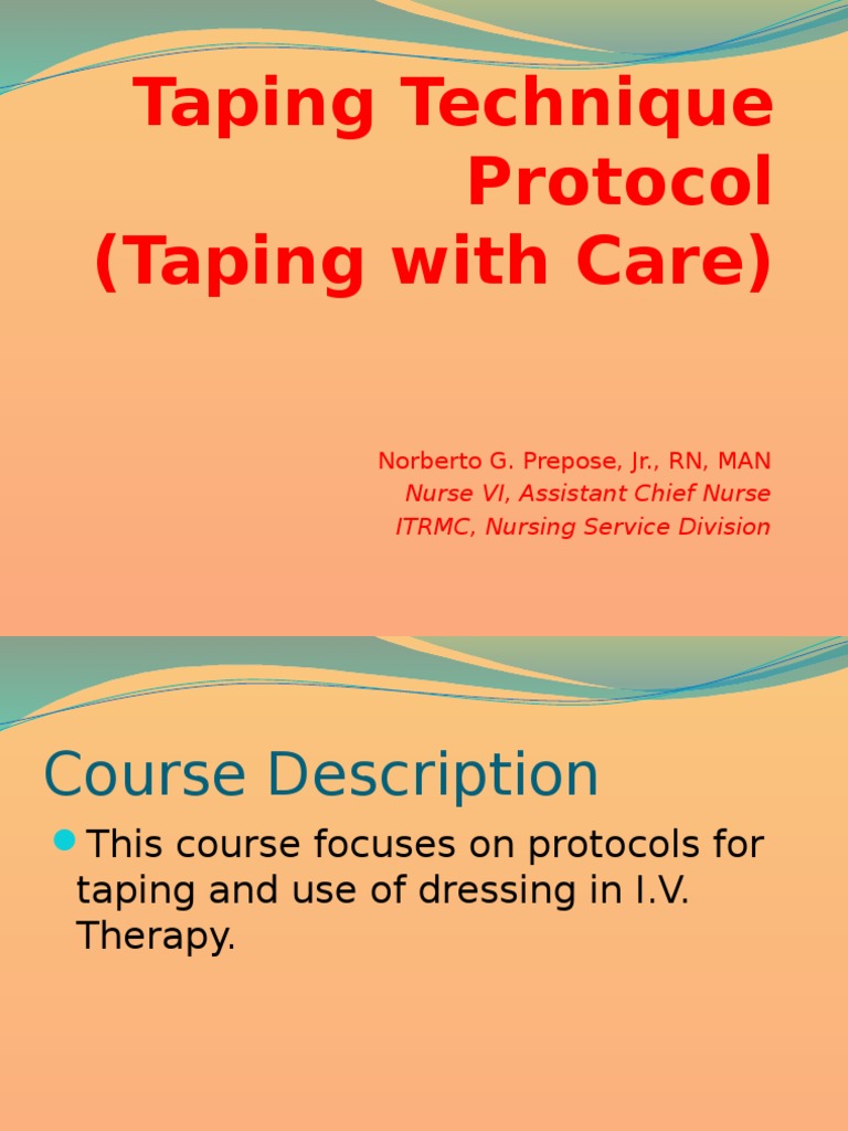 3 - Taping Technique Protocol | PDF | Intravenous Therapy | Wellness