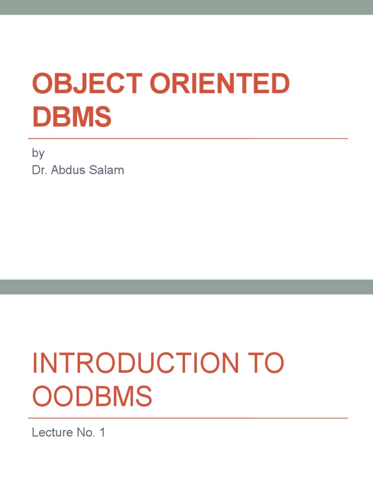 Object Oriented Dbms 1 Relational Model Databases