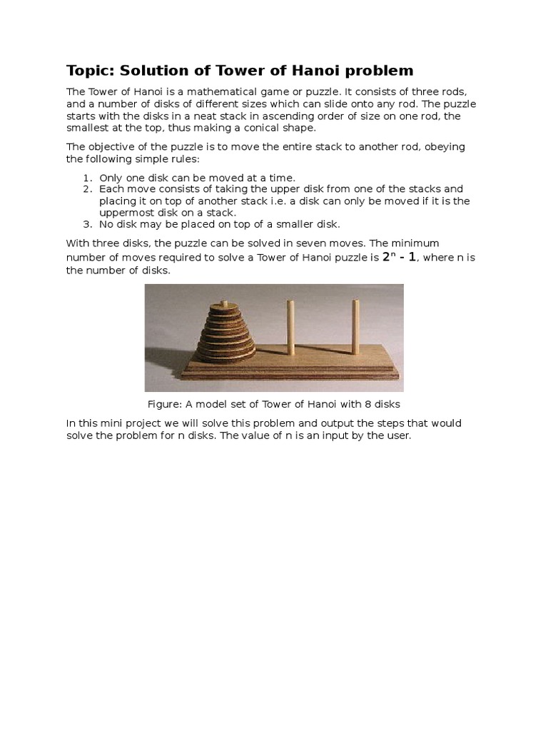 tower of hanoi problem