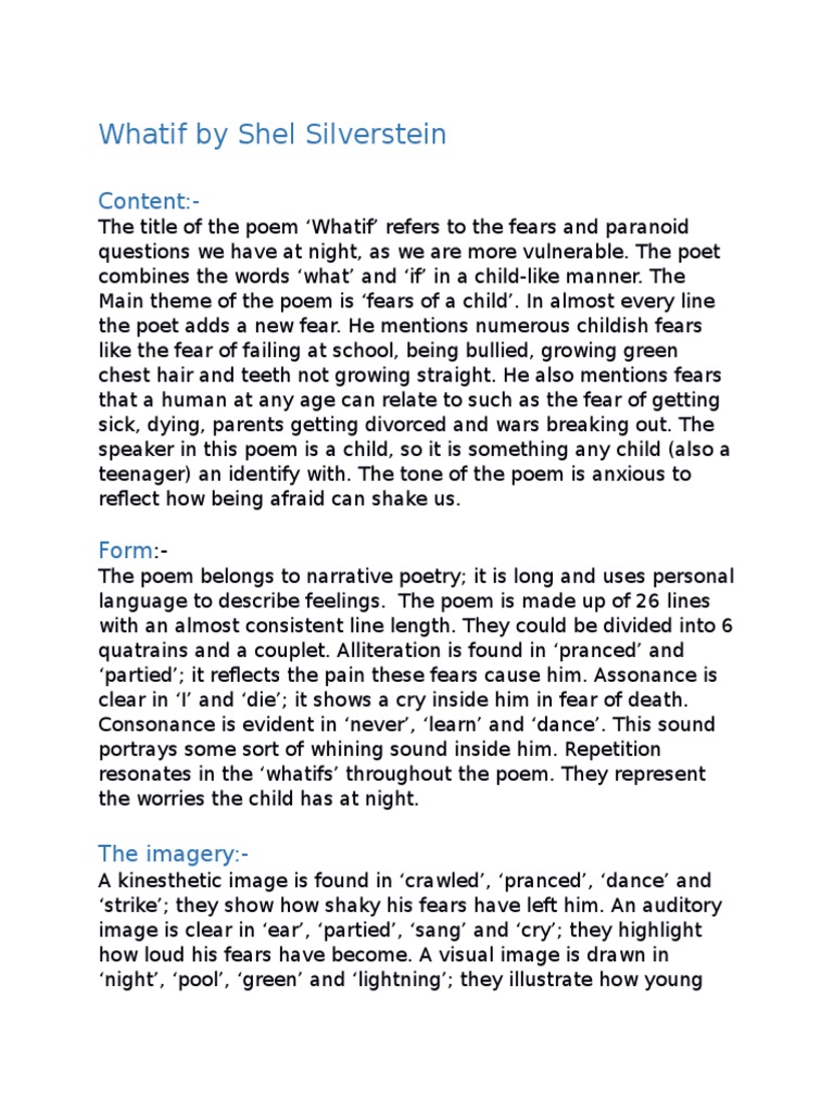 Whatif by Shel Silverstein | Poetry | Fiction & Literature