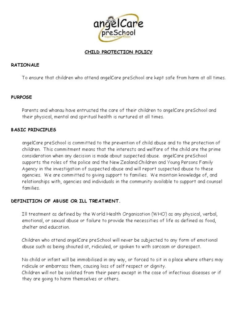 Child Protection Policy Overview | PDF | Child Abuse | Preschool