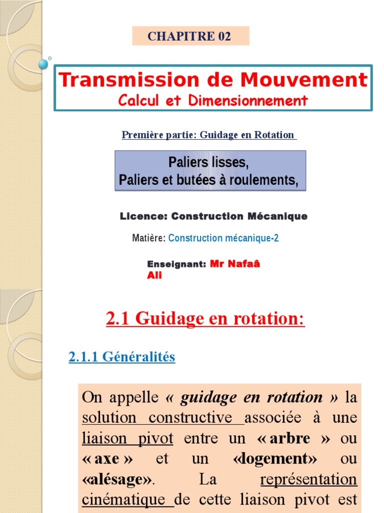 Guidage en Rotation-Chapitre-2 (Première Partie) | PDF | Palier ...