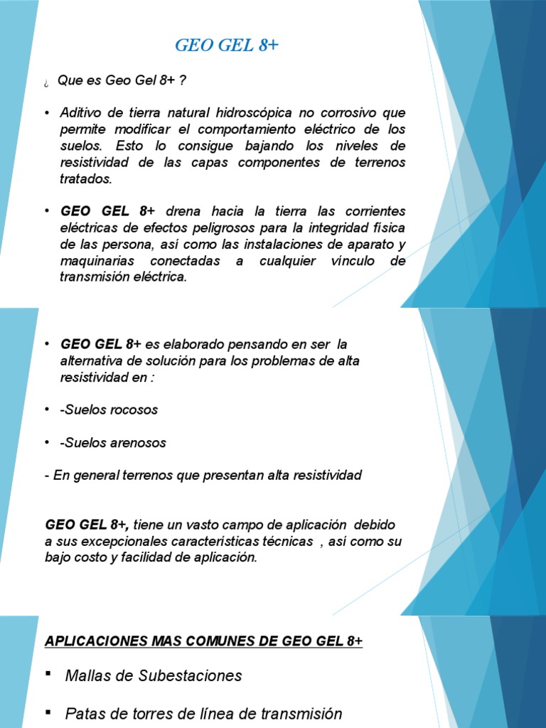 Aplicaciones y beneficios de Geo Gel 8+ | PDF | Electricidad | Tierra