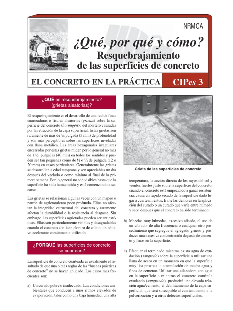 CIP - 03 Resquebrajamiento de Las Superficies de Concreto | PDF ...