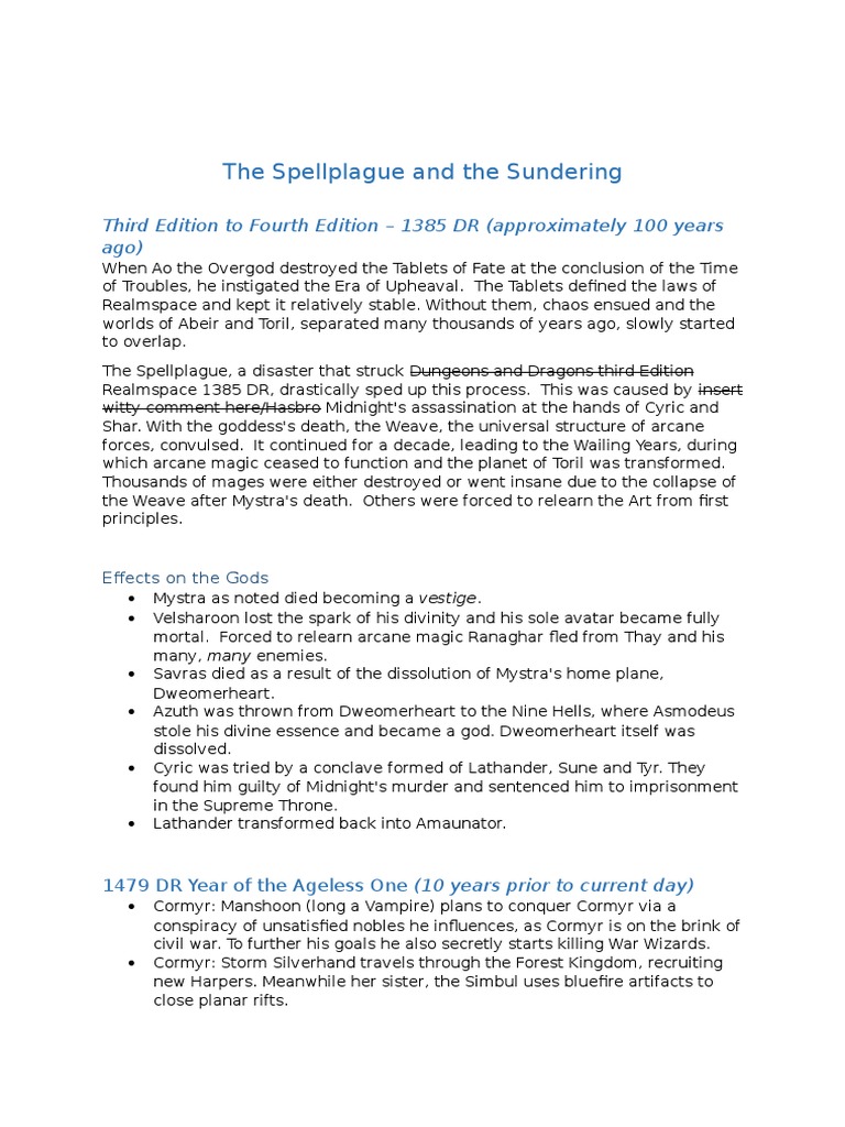 The Spellplague and the Sundering | PDF | Forgotten Realms | Fantasy