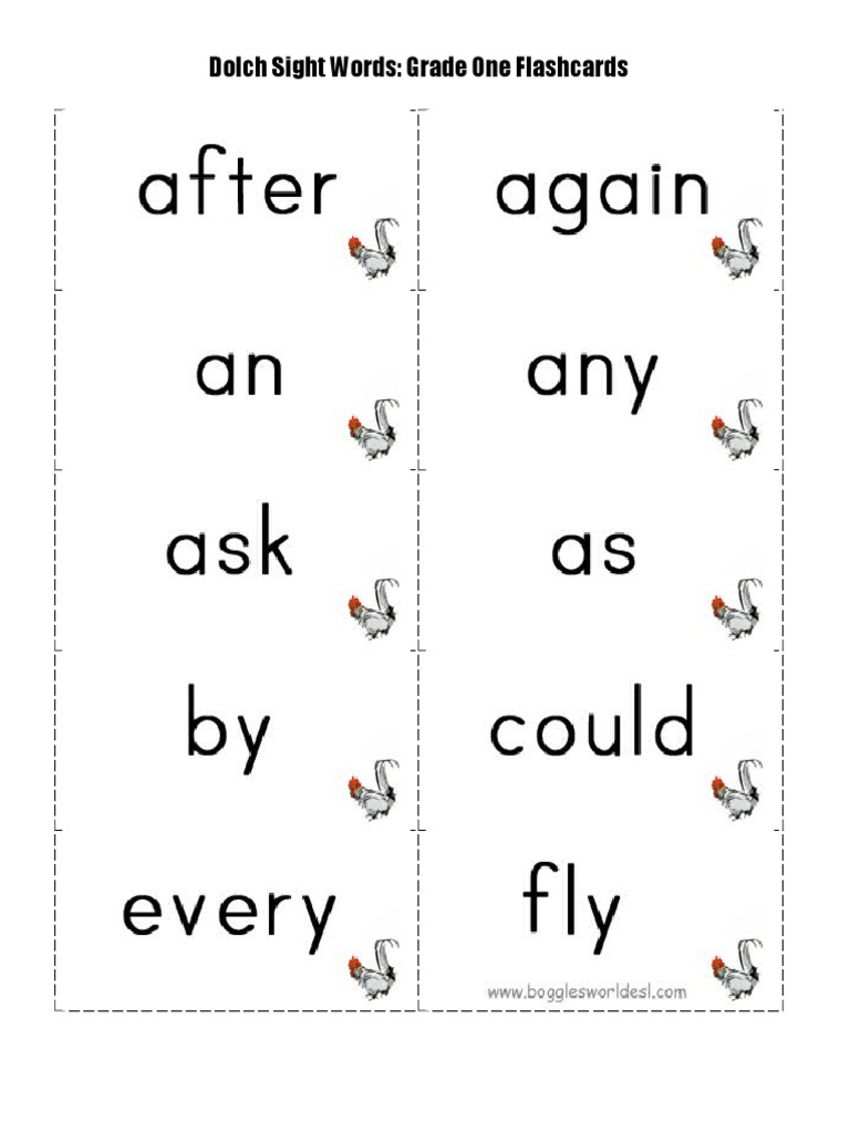 Dolch Grade One Flashcards | PDF