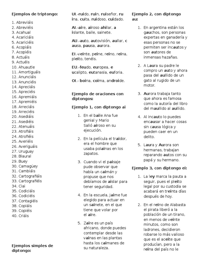 Ejemplos de Triptongo | PDF | Comillas | Science