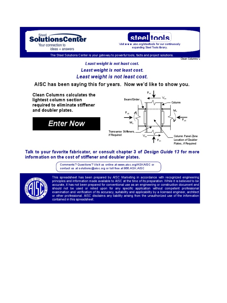 Aisc Clean Columns Worksheet | PDF | Beam (Structure) | Column