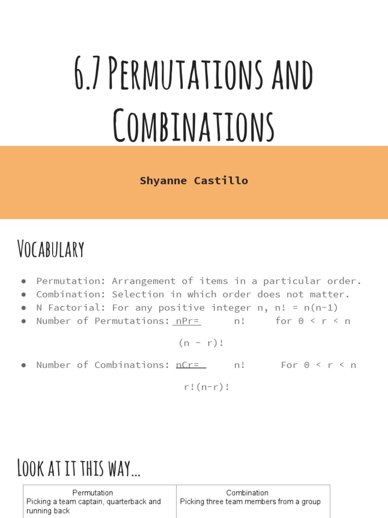 Permutations and Combinations Explained | PDF | Sports & Recreation ...