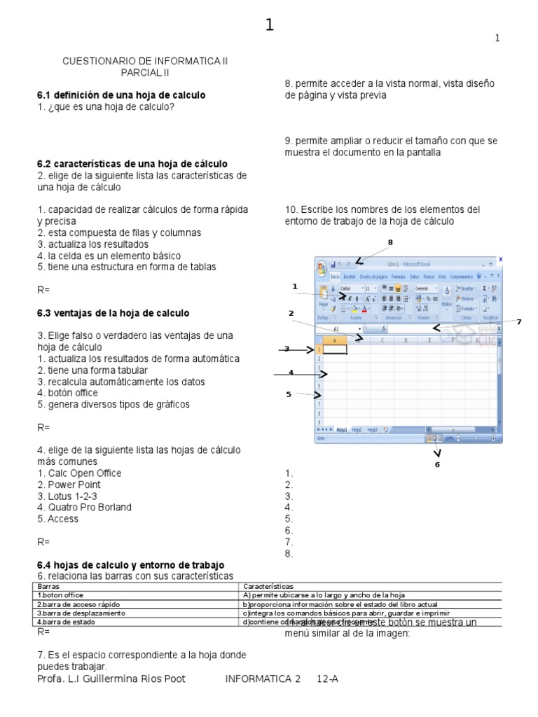 Cuestionario de Informatica II-par2 | PDF | Hoja de cálculo | Formato de Documento Portable