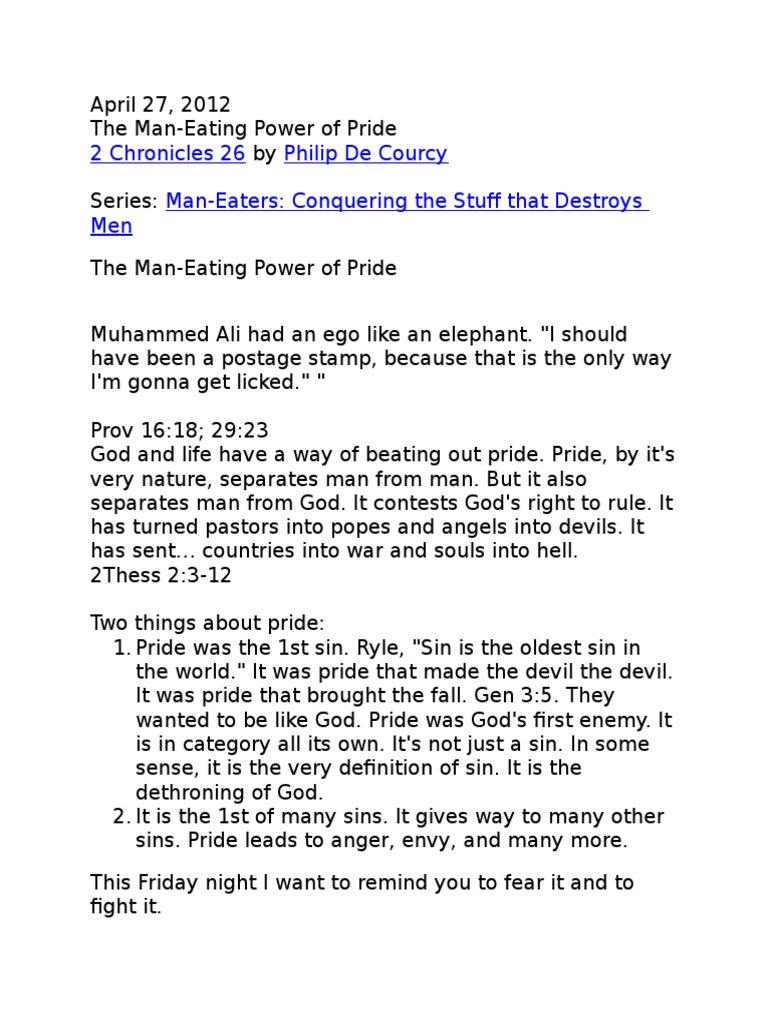 The Man-Eating Power of Pride | PDF | Sin | Religious Belief And Doctrine