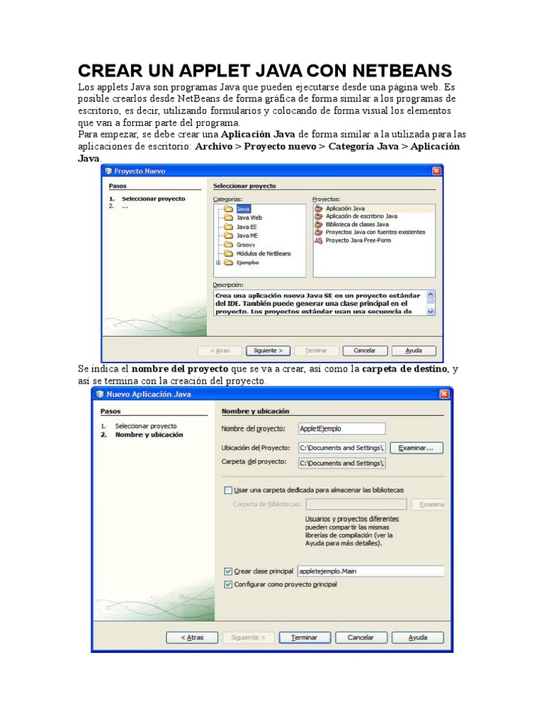 Crear Un Applet Java Con Netbeans | PDF | Java (lenguaje de programación) | Java (plataforma de ...