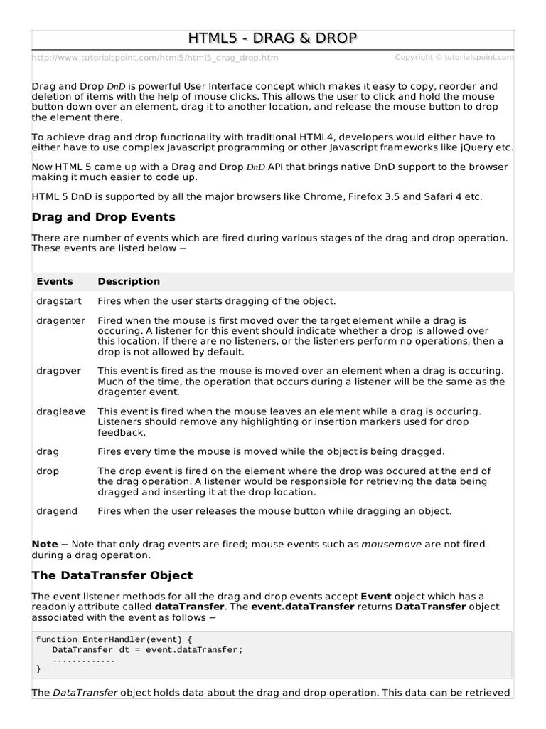 Web Html5 Drag Drop | PDF | Html | Web Browser