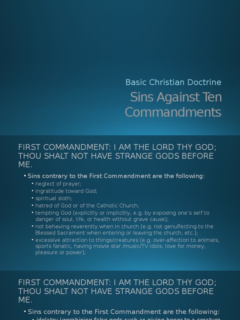 Sins Against Ten Commandments | Ten Commandments | Theology