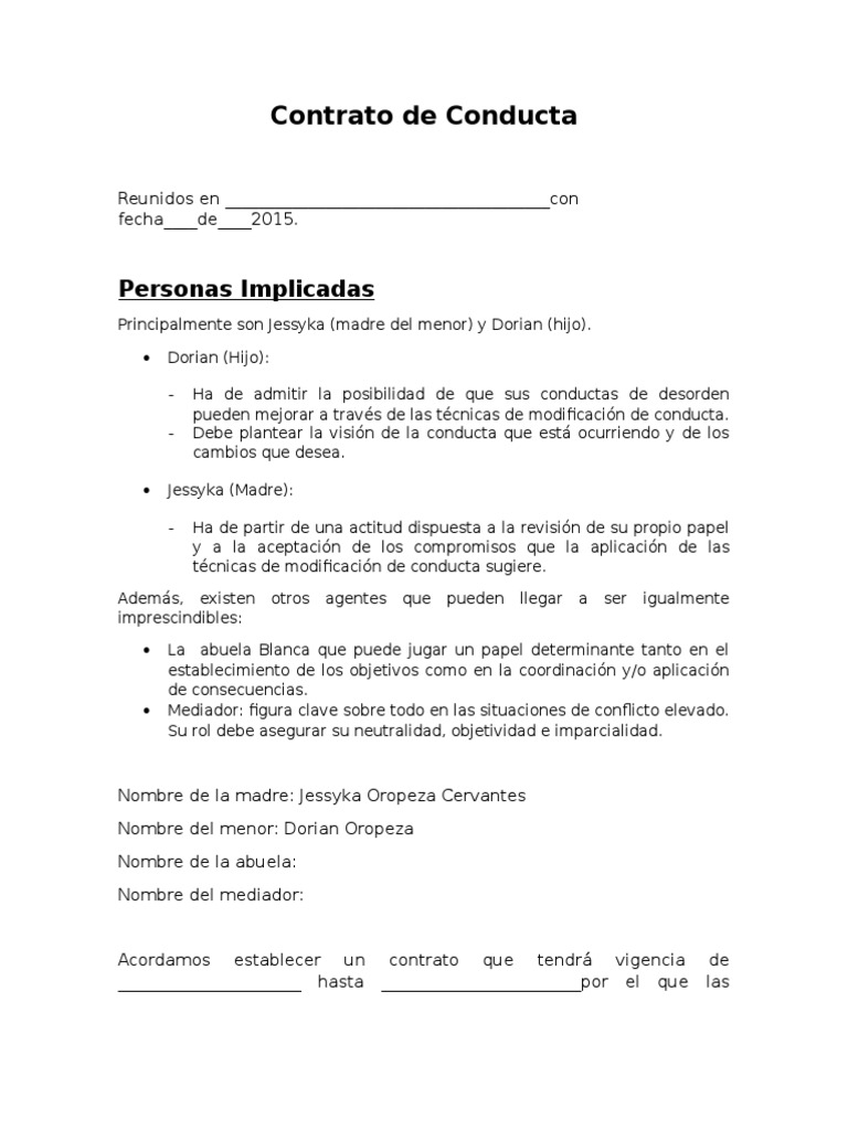 Contrato Conductual | PDF | Comportamiento | Sicología