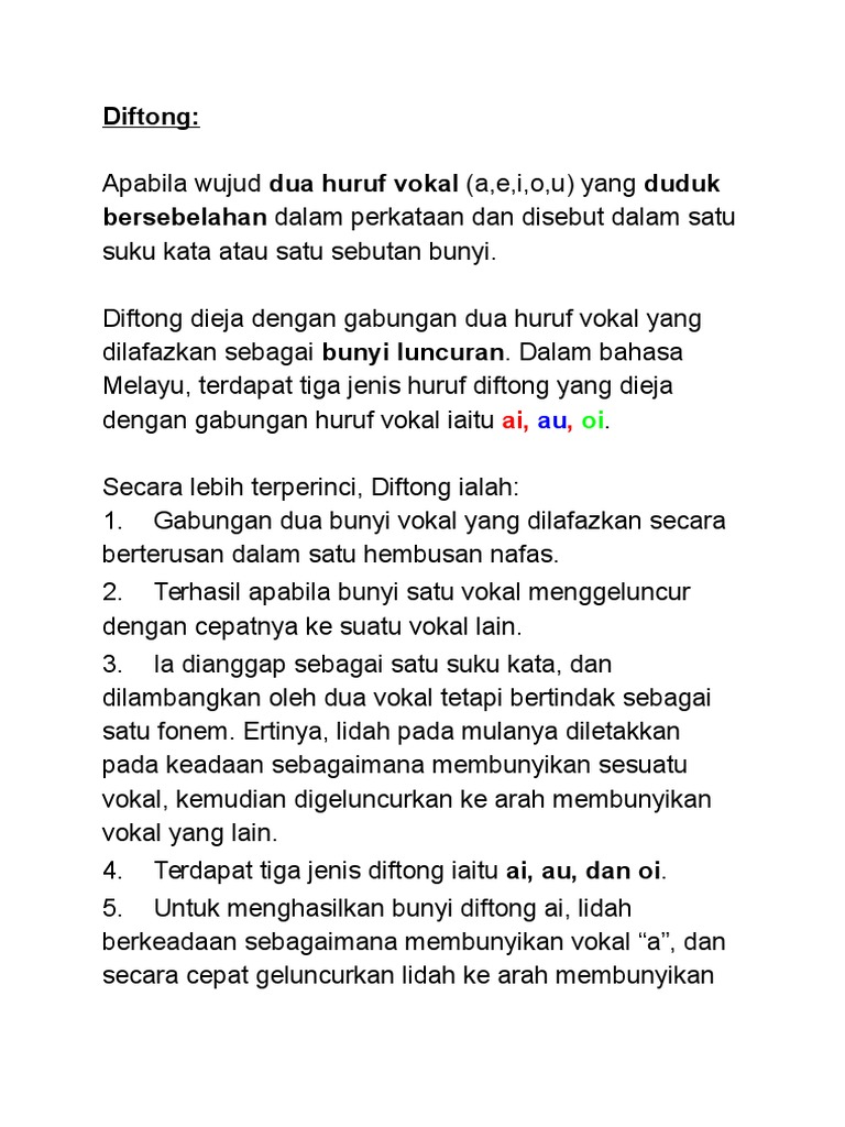 Diftong | PDF | Seni & Disiplin Bahasa
