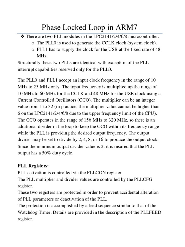 1.PLL Configuration in ARM | PDF | Electronics | Electronic Engineering