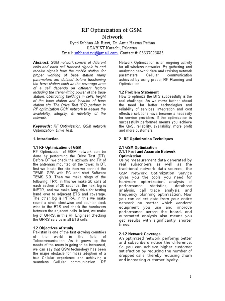 RF Optimization of GSM Networks | PDF | Channel Access Method ...