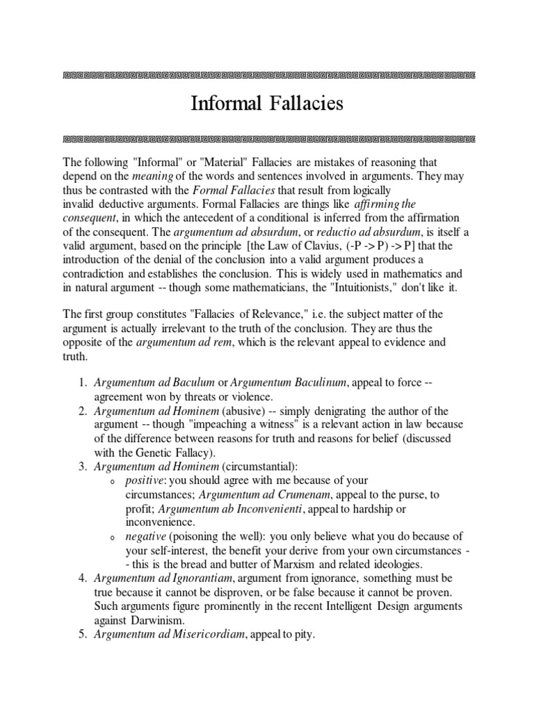 Fallacies of Relevance | PDF | Matter | Argument