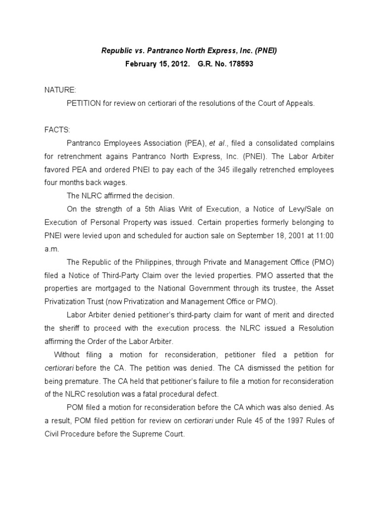 Republic vs. Pantranco North Express, Inc. (PNEI) : February 15, 2012 ...