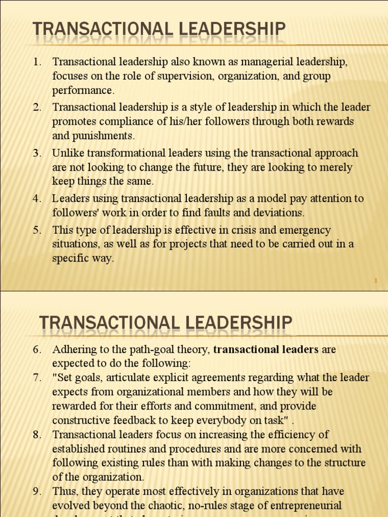 Transactional Vs Transformational Leadership | PDF | Influence (Social And Political) | Leadership