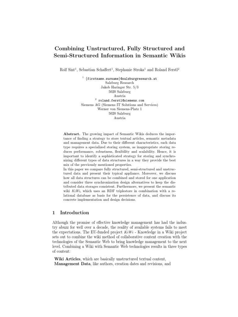 Combining Unstructured, Fully Structured and Semi-Structured ...