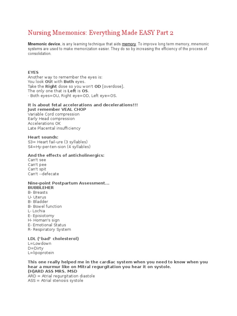 Nursing Mnemonics Neuro