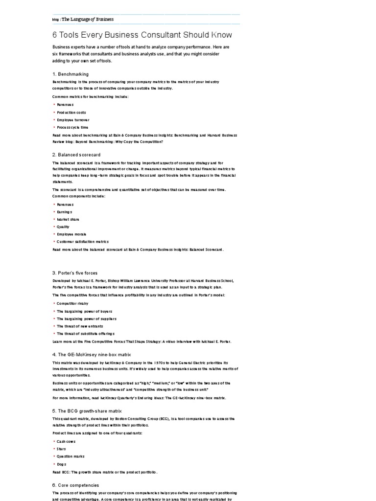 6 Tools Every Business Consultant Should Know | PDF | Benchmarking ...