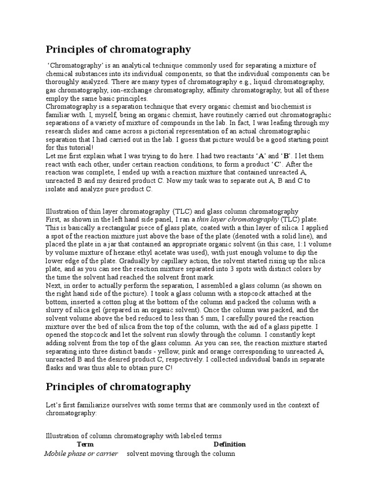 Principles of Chromatography | PDF | Elution | Chromatography