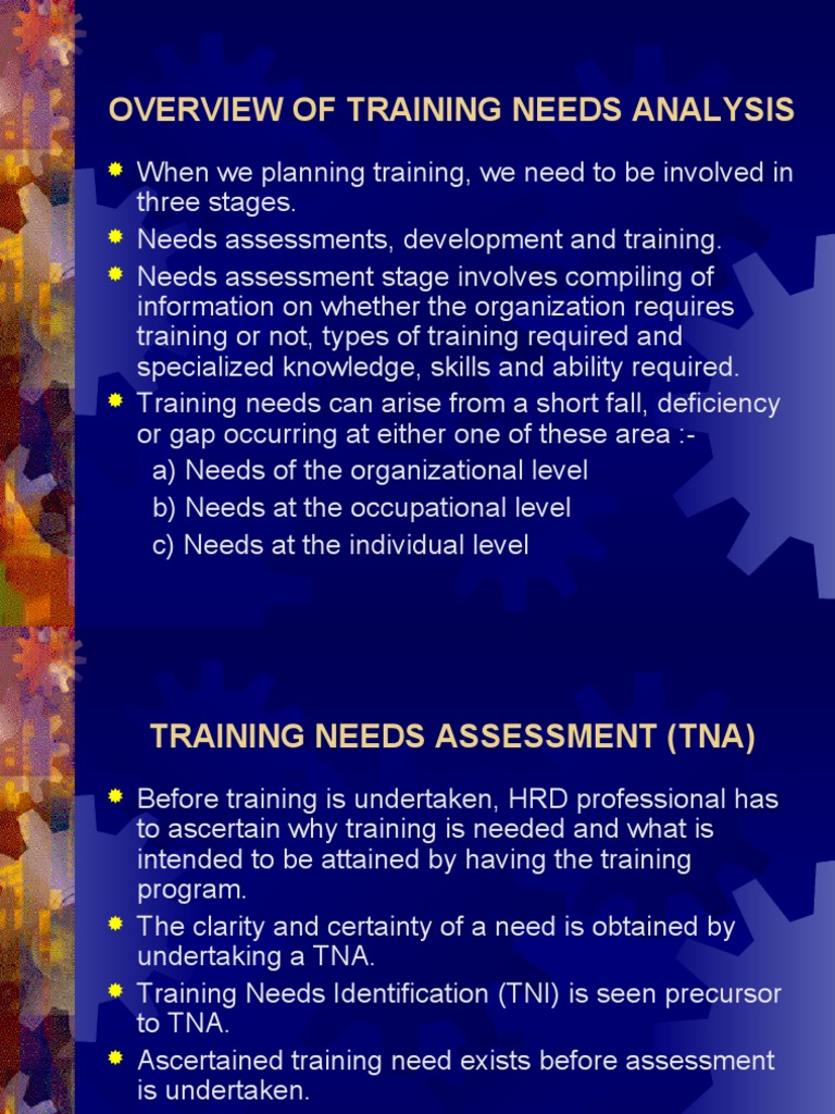 Overview of Training Needs Analysis | PDF | Needs Assessment ...