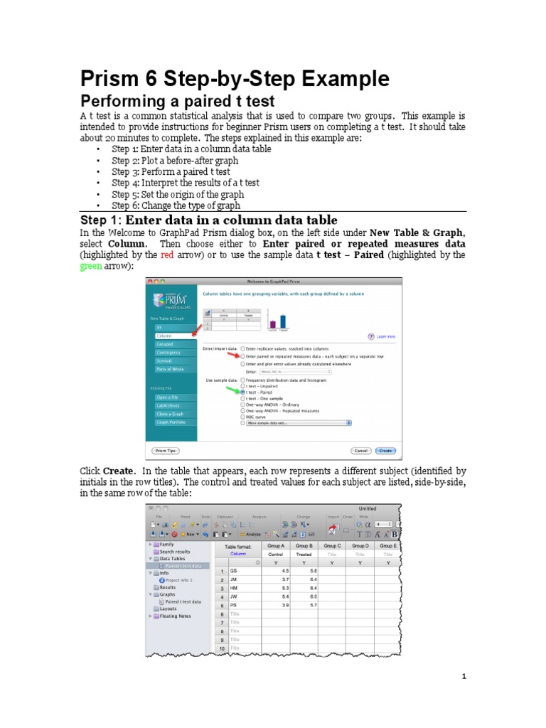 Prism 6 - T Test | PDF | Student's T Test | P Value
