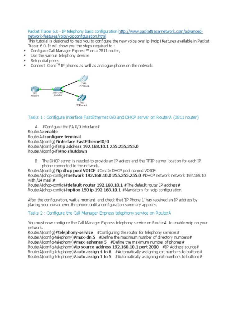 VOIP - Packet Tracer 6 | PDF | Router (Computing) | Ip Address
