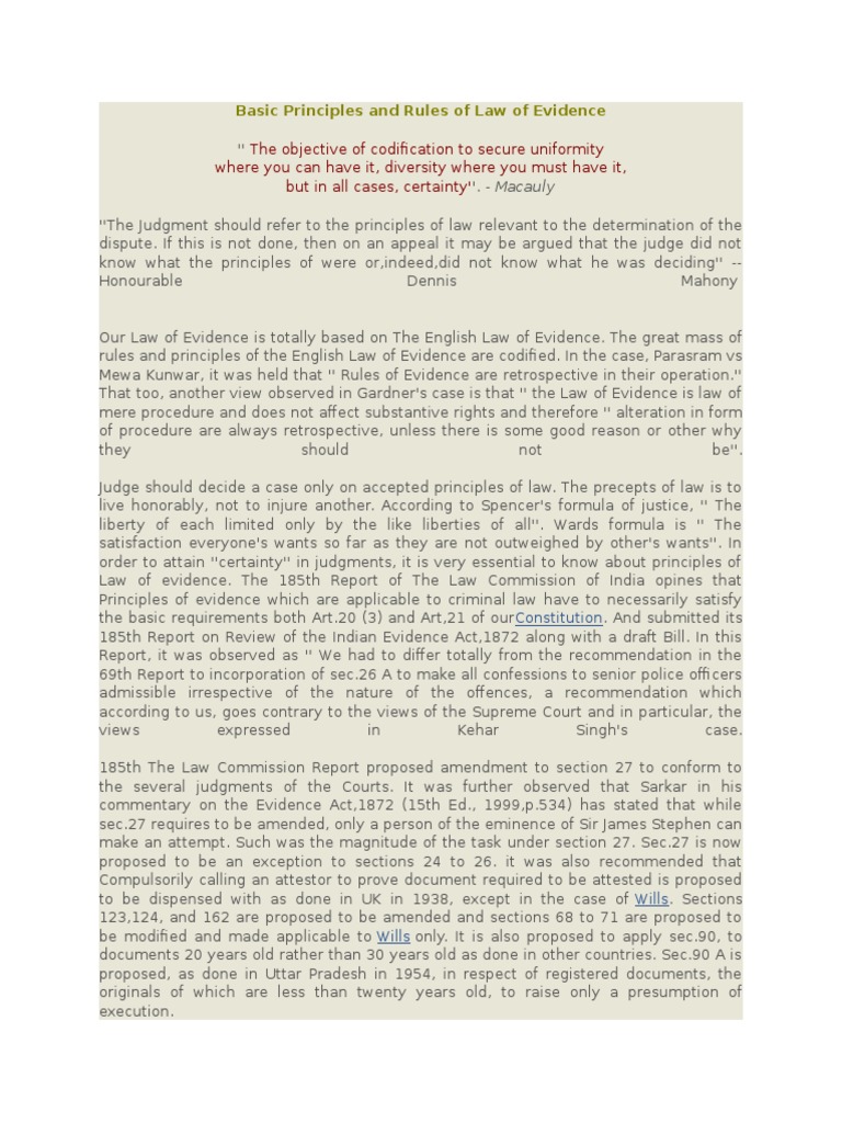 Principles of Law of Evidence Explained | PDF | Evidence (Law) | Evidence