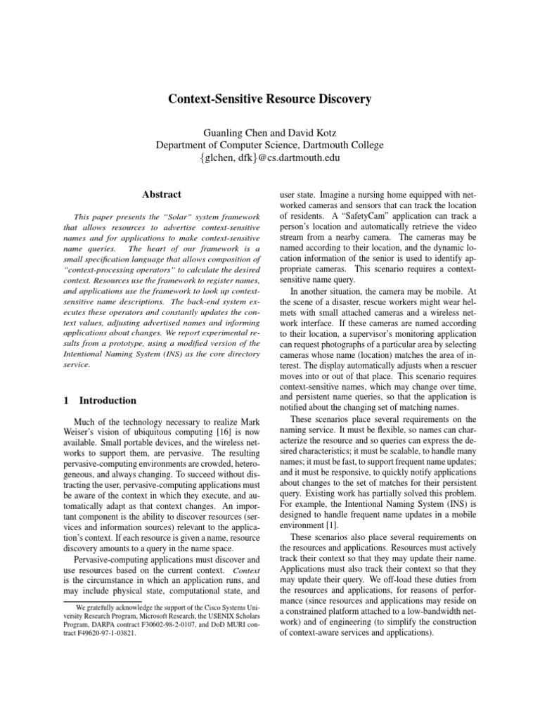 Context-Sensitive Resource Discovery | PDF | Proxy Server | Application Programming Interface