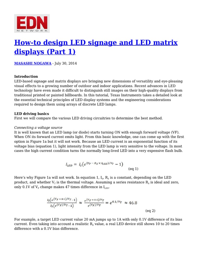 Designing LED Signage and Matrix Displays | PDF | Light Emitting Diode ...