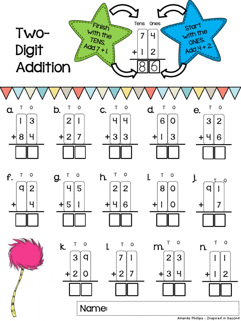 Two Digit Addition Worksheets With and Without Regrouping | PDF