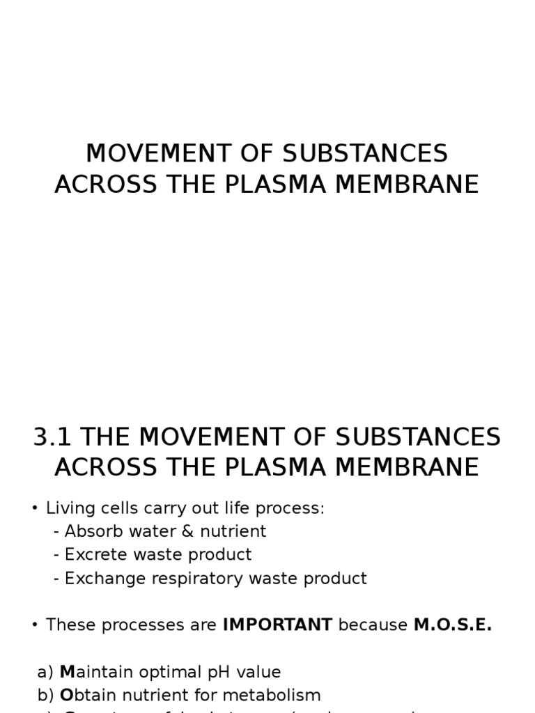 BIOLOGY FORM 4 Chapter 3 - Movement of Substances Across The Plasma ...