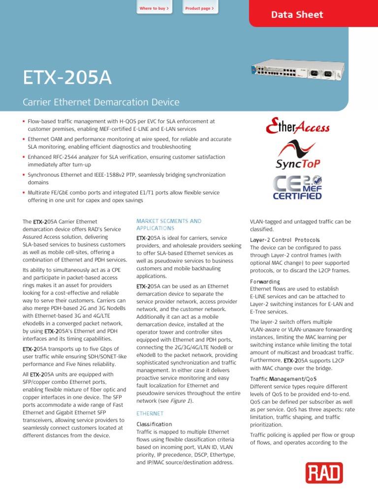Rad Etx 205a | PDF | Quality Of Service | Ethernet