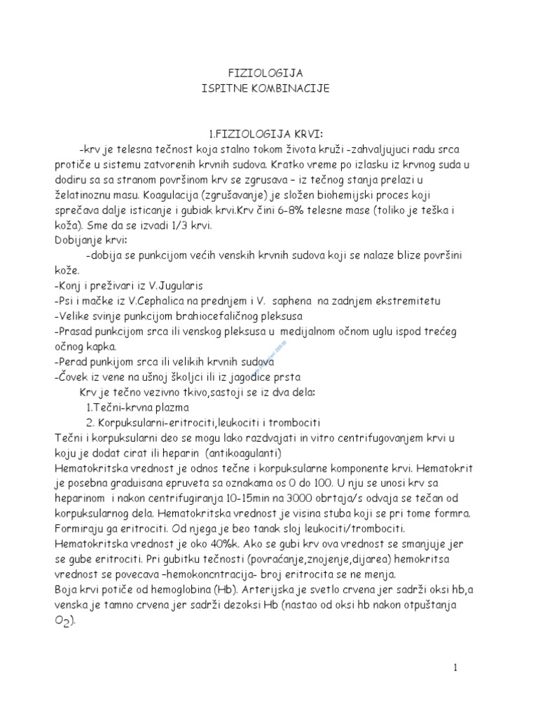 Skripta Fiziologija | PDF