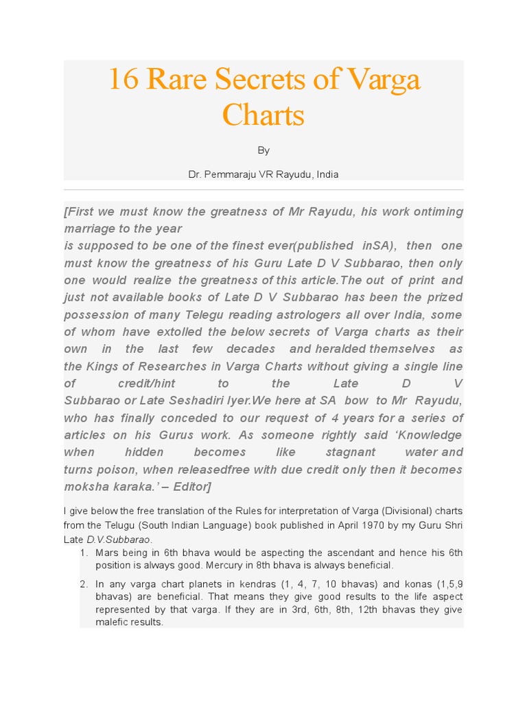 16 Rare Secrets of Varga Charts | PDF | Ancient Science | Technical ...