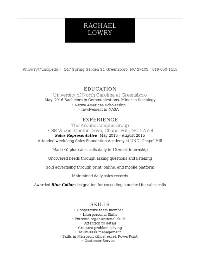 Resume Rachael Lowry | PDF