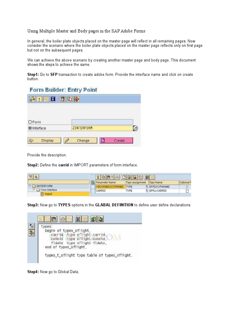 Using Multiple Master and Body Pages in The SAP Adobe Forms | PDF | Interface (Computing ...
