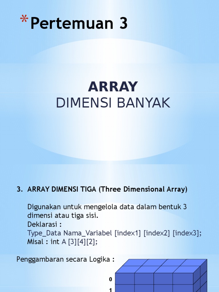Struktur Data 3 Array Dimensi Banyak | PDF | Metode & Bahan Ajar