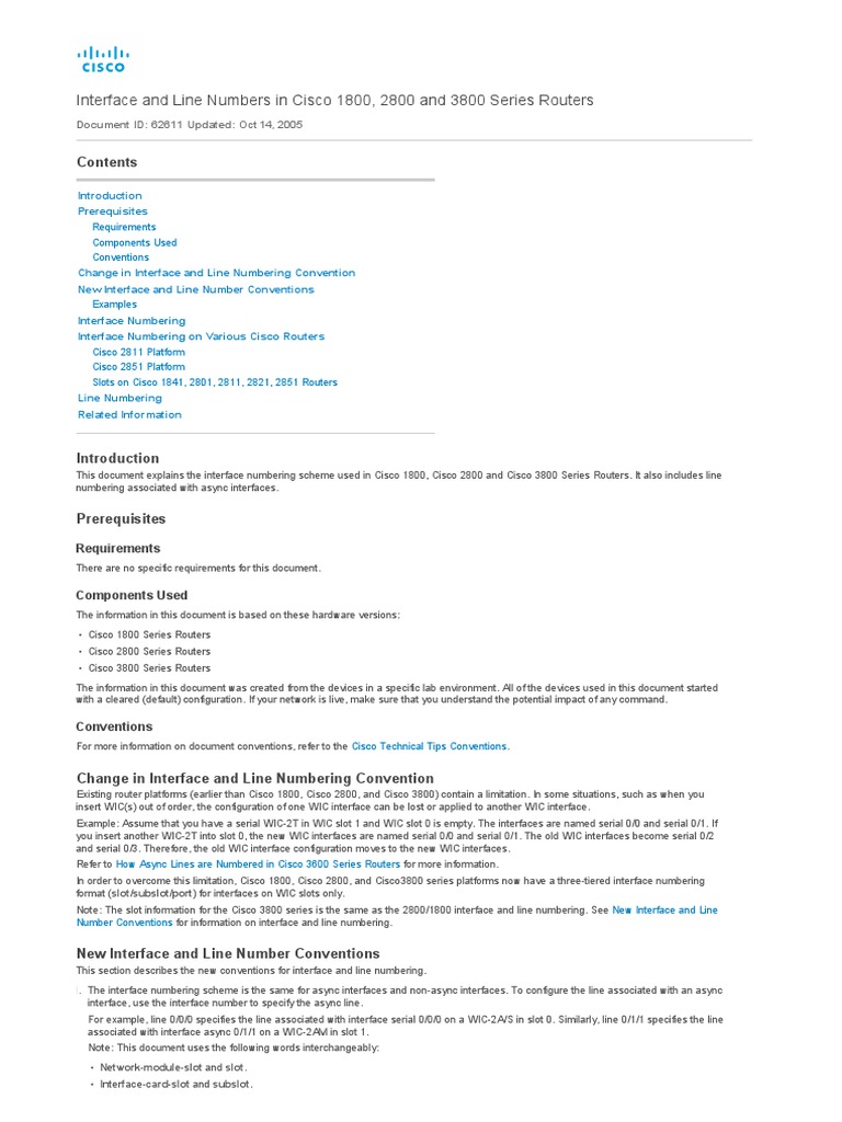 Interface and Line Numbers in Cisco Routers | Download Free PDF ...