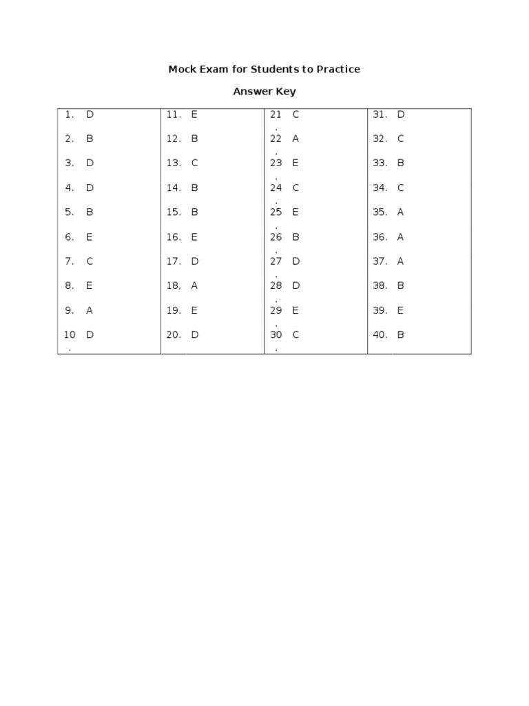 Mock Exam For Students To Practice Answer Key | PDF | Teaching Methods ...