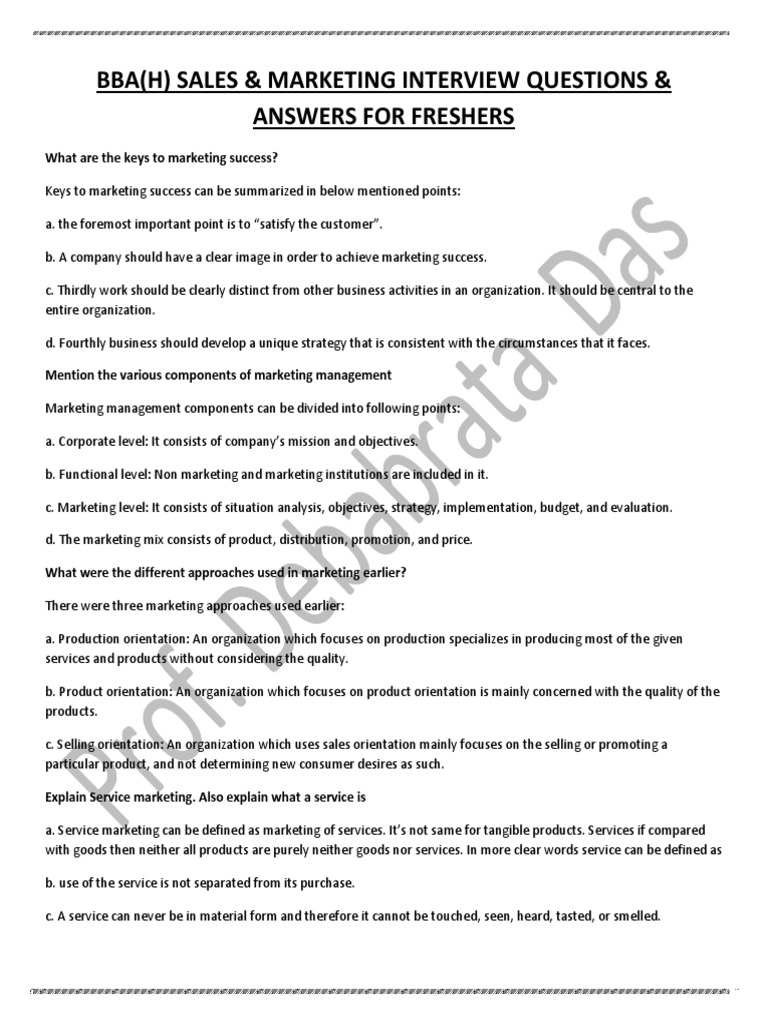 Marketing Interview Questions | PDF | Market Segmentation | Marketing
