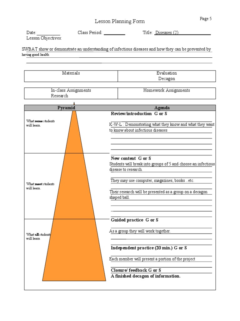 Infectious Diseases Lesson Plan | PDF