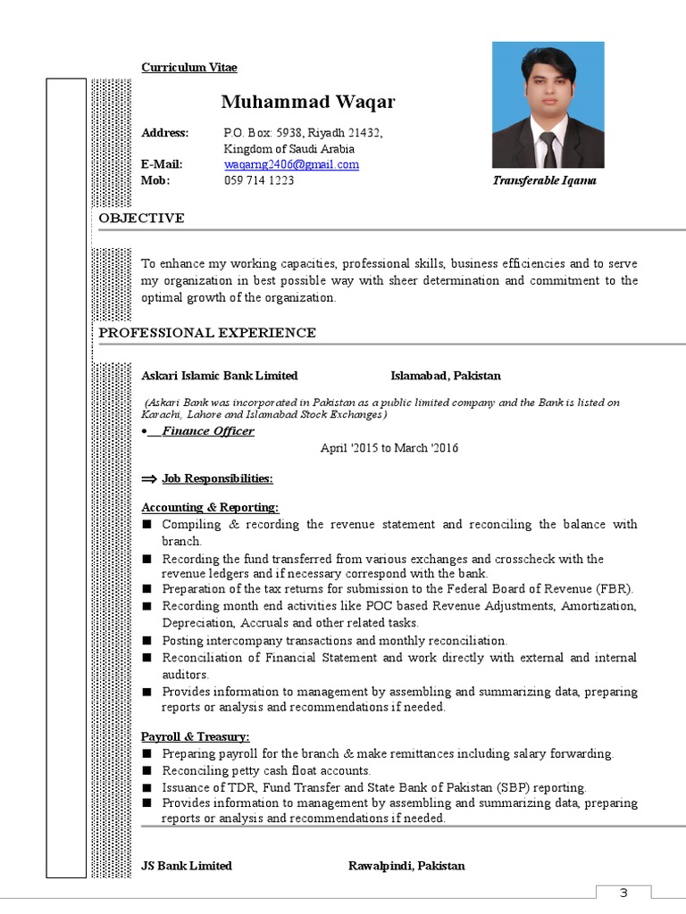 CV MUHAMMAD WAQAR - Accounting and Finance | PDF | Pakistan | Accounting